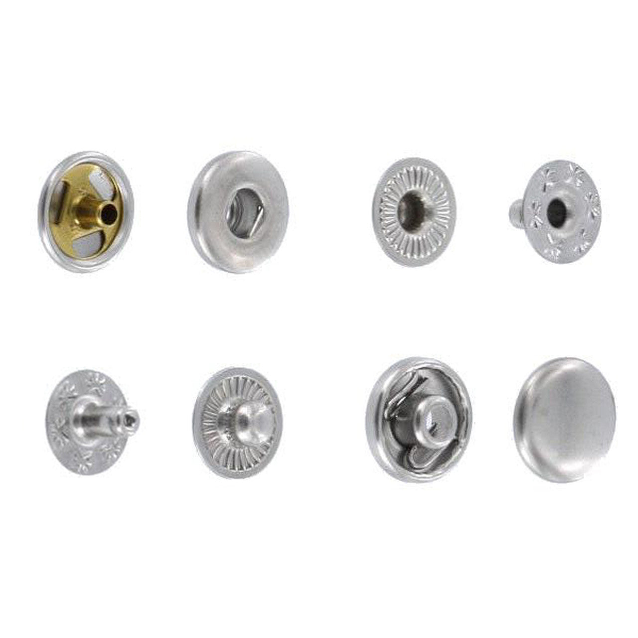 SN10B11 Snap Button, Cap 10mm, S-Spring Socket, Nickel Plate, Solid Br ...