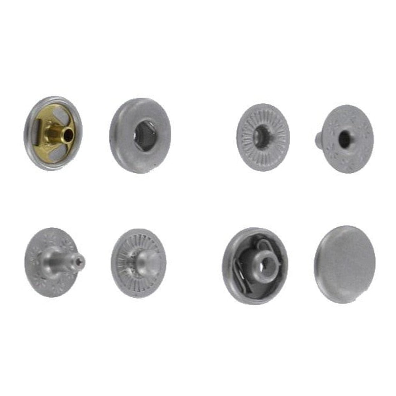 SN10B11 Snap Button, Cap 10mm, S-Spring Socket, Nickel Matte, Solid Br ...